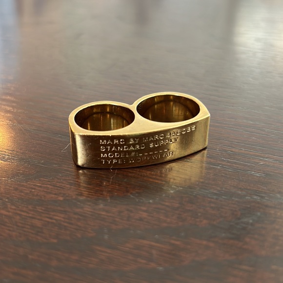 Jewelry | Marc By Marc Jacobs Double Barrel Gold Ring | Poshmark